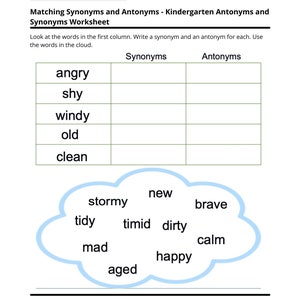 48 Pages of Synonyms and Antonyms Worksheets - Kindergarten - 1st Grade ...