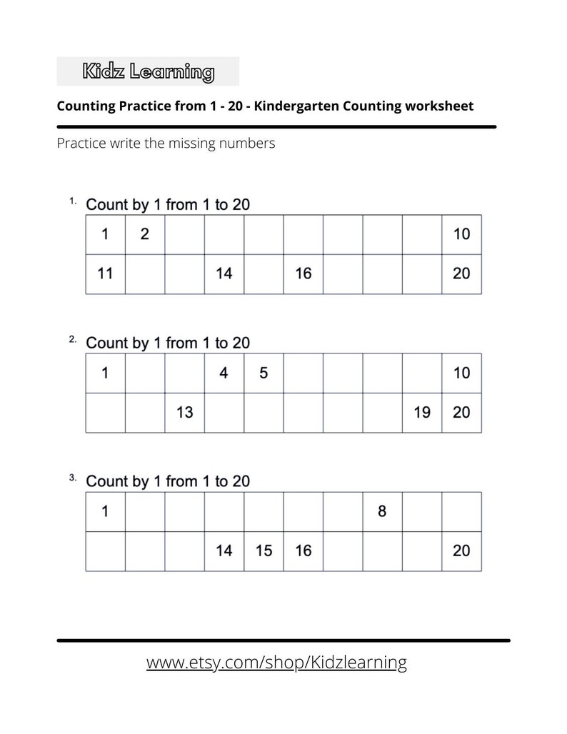 Printable Counting Numbers - Missing Number Worksheets and Counting ...