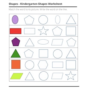 6 Printable Practice Kindergarten Shapes Worksheet - Etsy