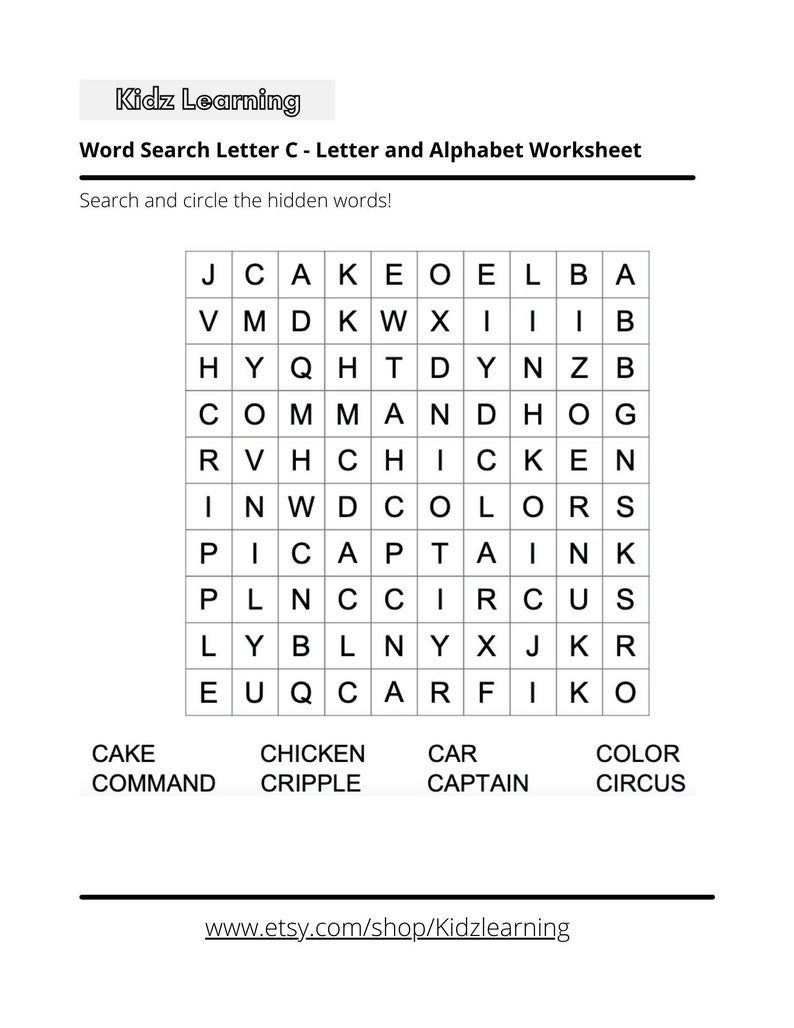 26 Printable Alphabet Word Search With Answers - Preschool - 1st Grade ...