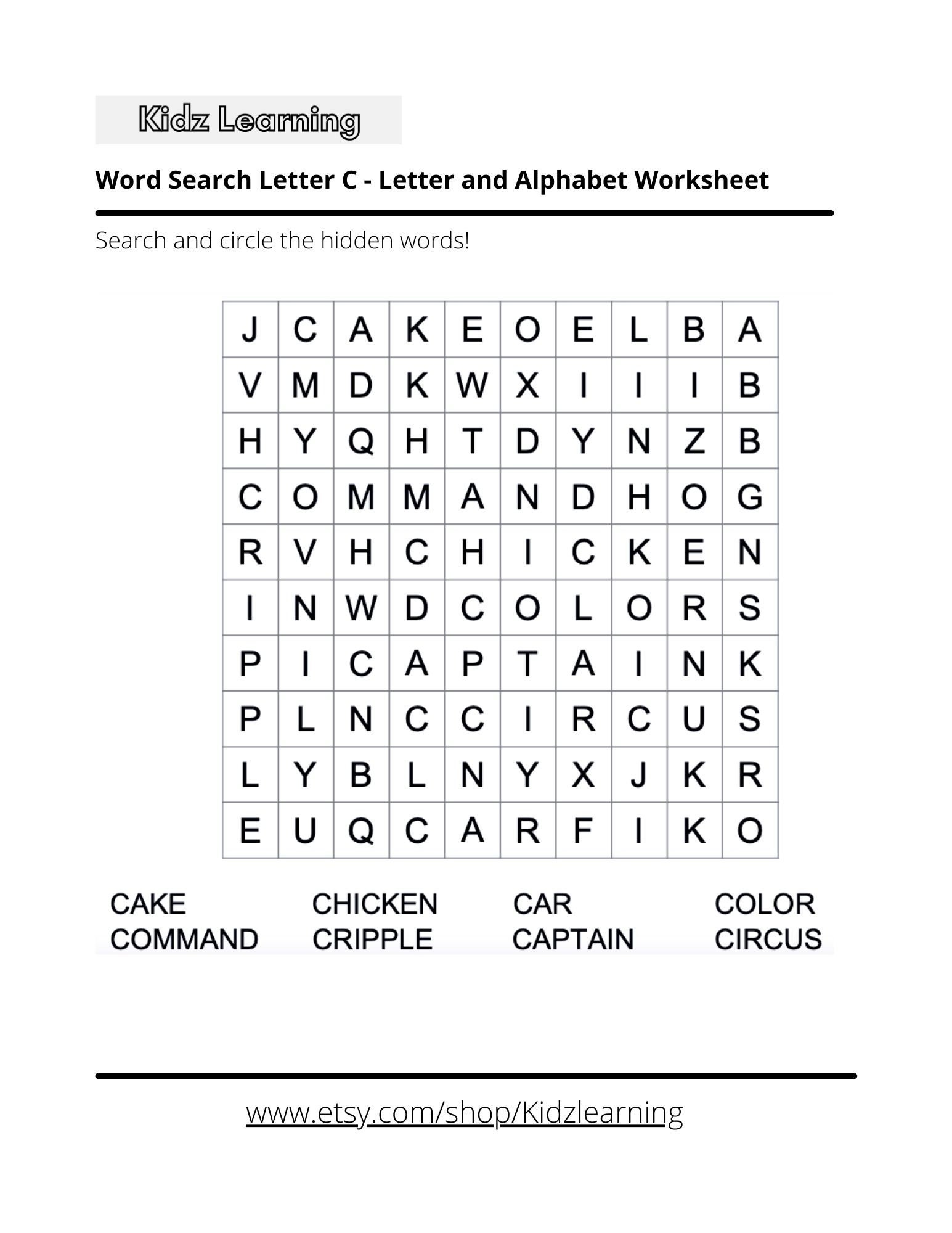 26 Printable Alphabet Word Search With Answers - Preschool - 1st Grade ...