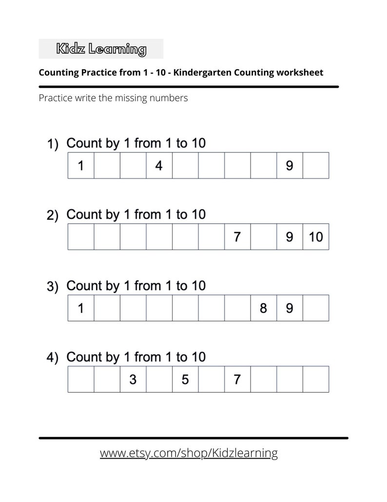 Printable Counting Numbers - Missing Number Worksheets and Counting ...