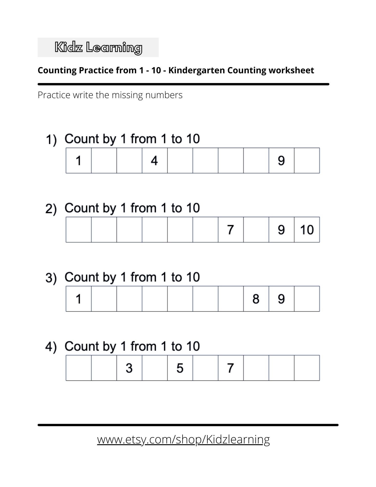 Printable Counting Numbers - Missing Number Worksheets and Counting ...