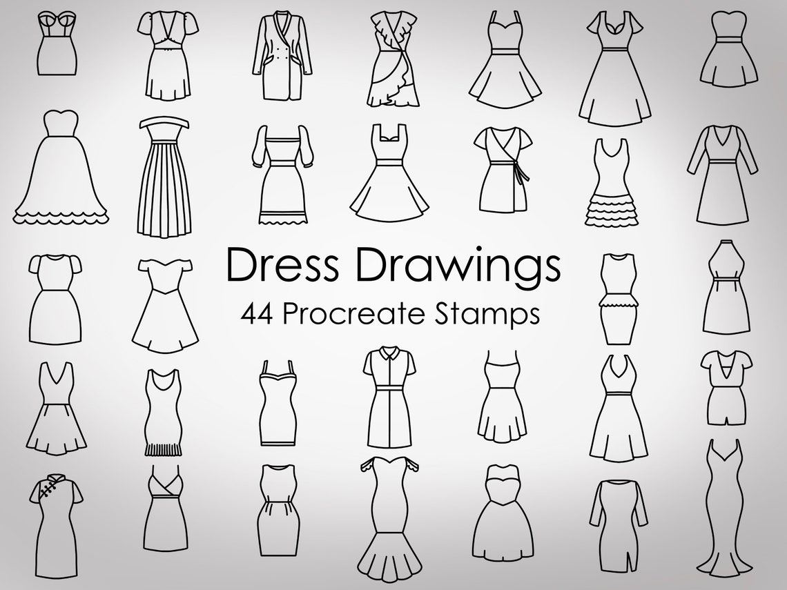 44 Dress Drawing Stamps for Procreate Fashion Dress Forms - Etsy