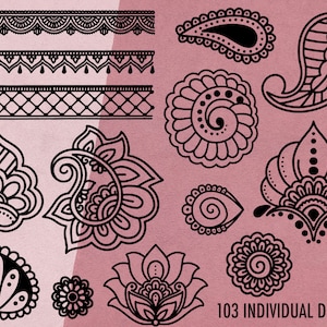 103 Mehndi / Henna Designs Bundle - Svg, Dxf, Png, Ai & Pdf Formats ...