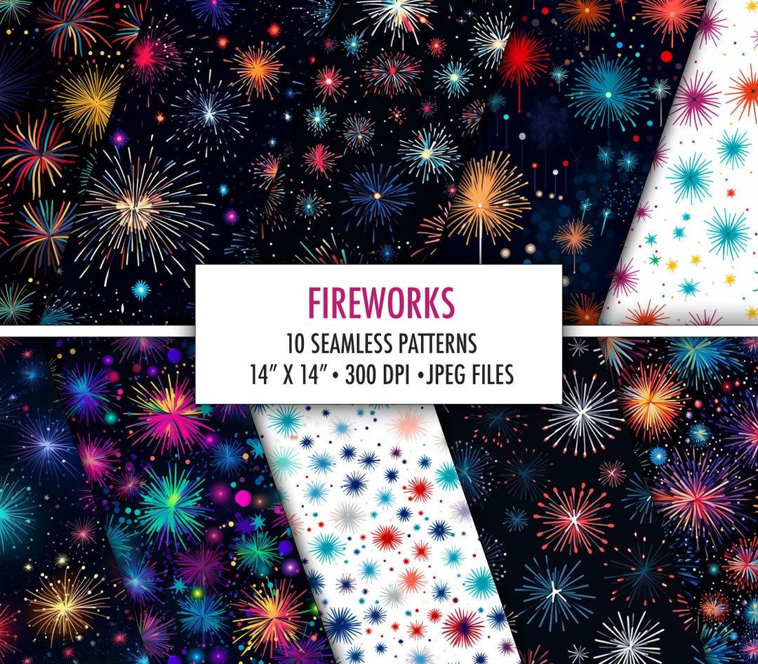Fourth of July Fireworks Digital Paper: Seamless Bonfire Night Pattern ...