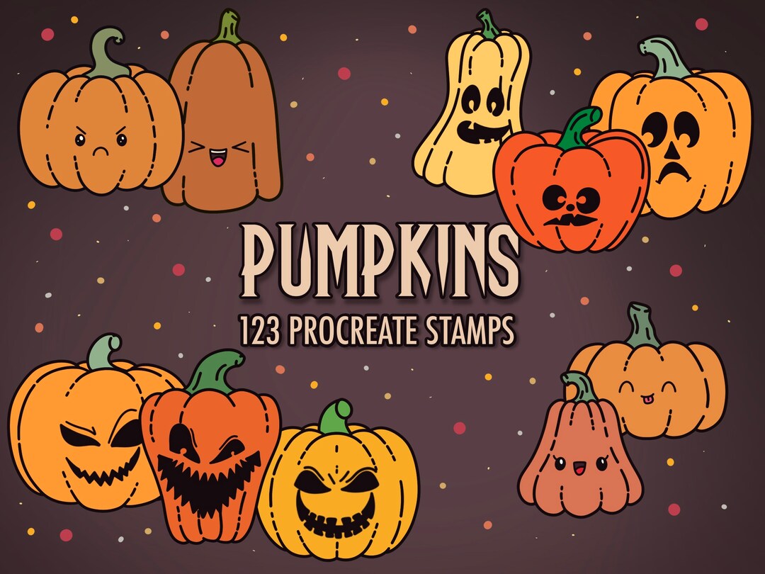 Halloween Pumpkin Procreate Stamps: 123 Hand-drawn Brushes - Etsy UK