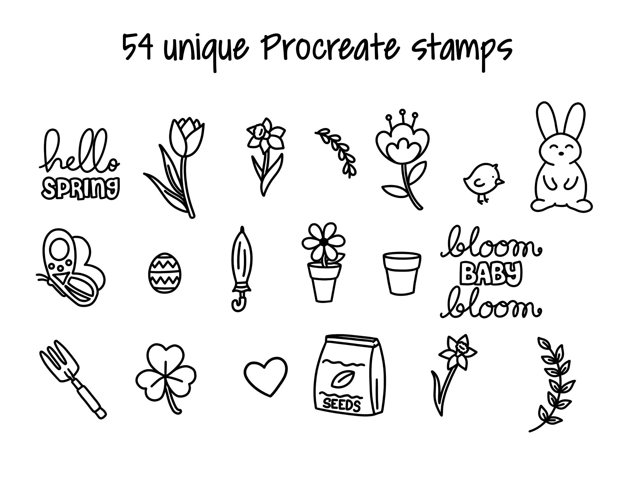 54 Spring Stamps for Procreate Springtime Season Brushes for | Etsy
