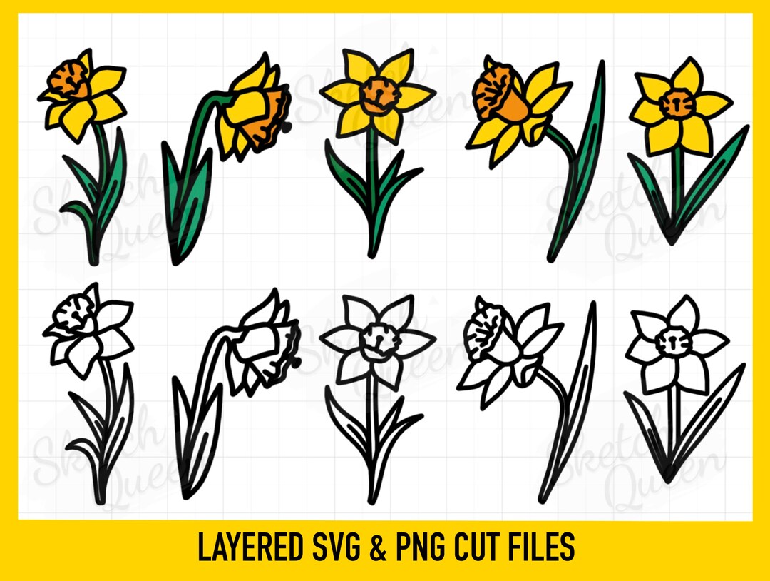 Daffodils SVG Set. Spring Flowers SVG. Cricut Cut Files, Layered Files ...