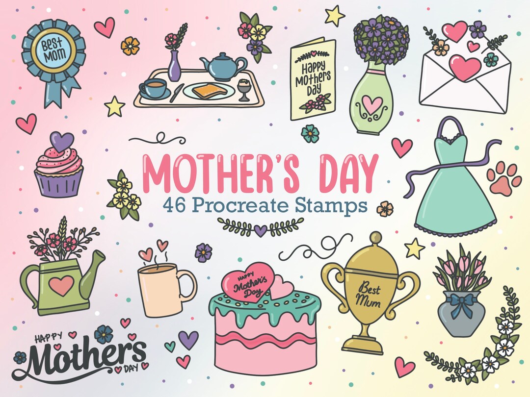 Mother's Day Procreate Stamps: Floral Mom Brushes (digital Download) - Etsy