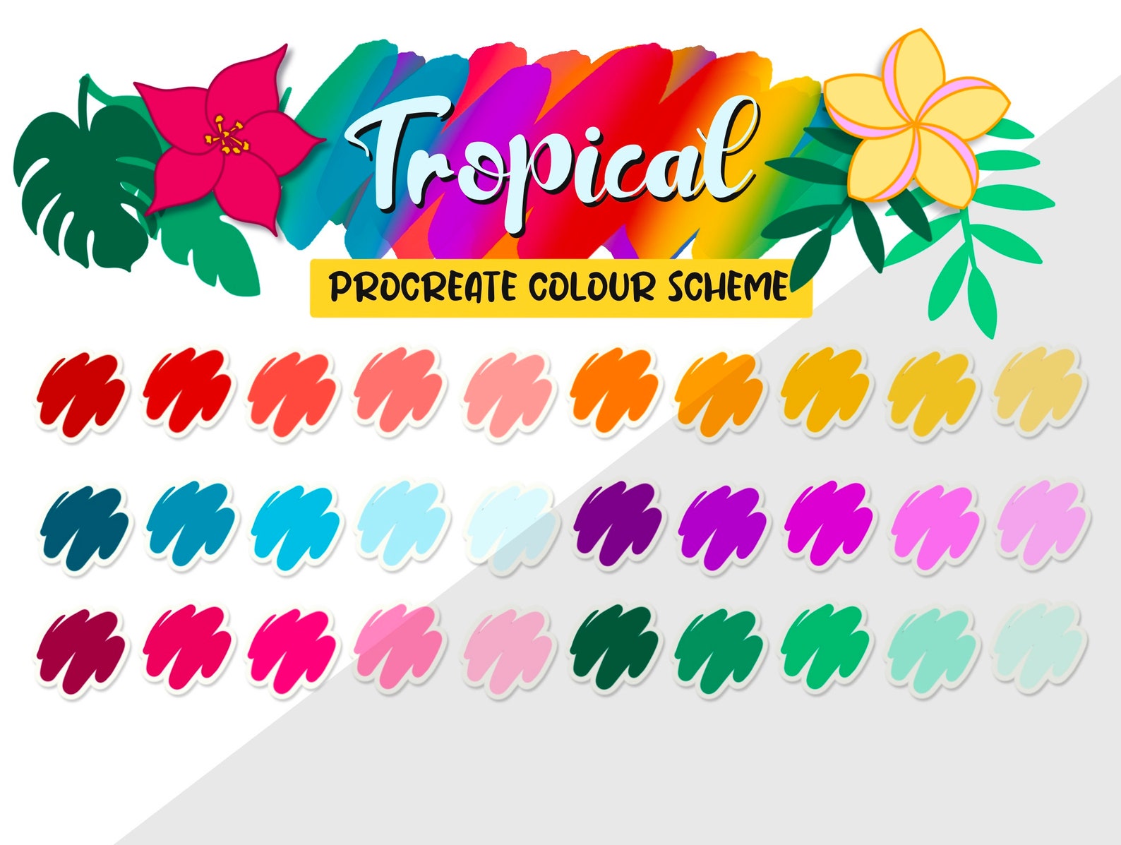 Tropical Color Scheme Palette for Procreate Bright Summery | Etsy