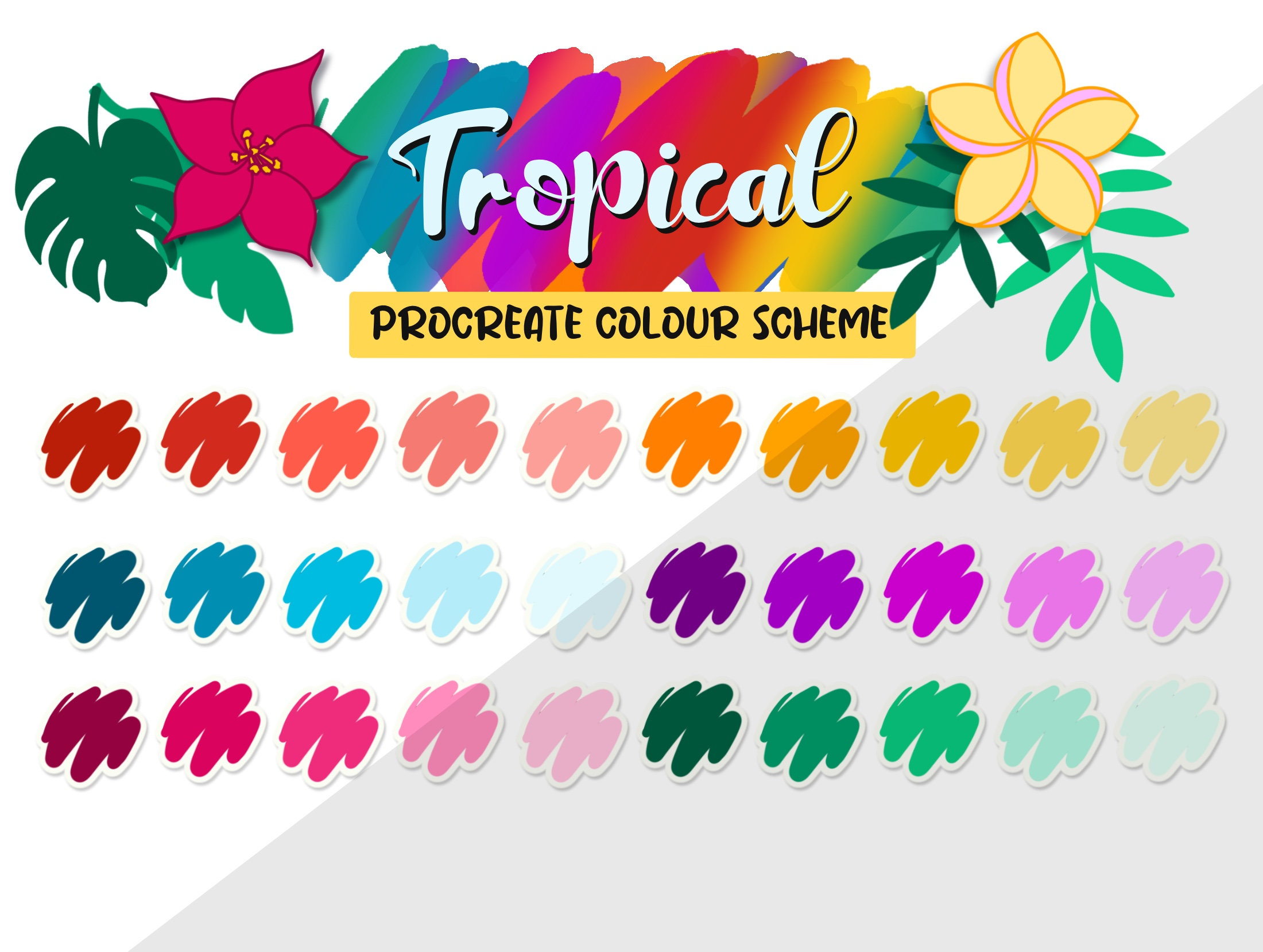Tropical Color Scheme Palette for Procreate Bright Summery | Etsy