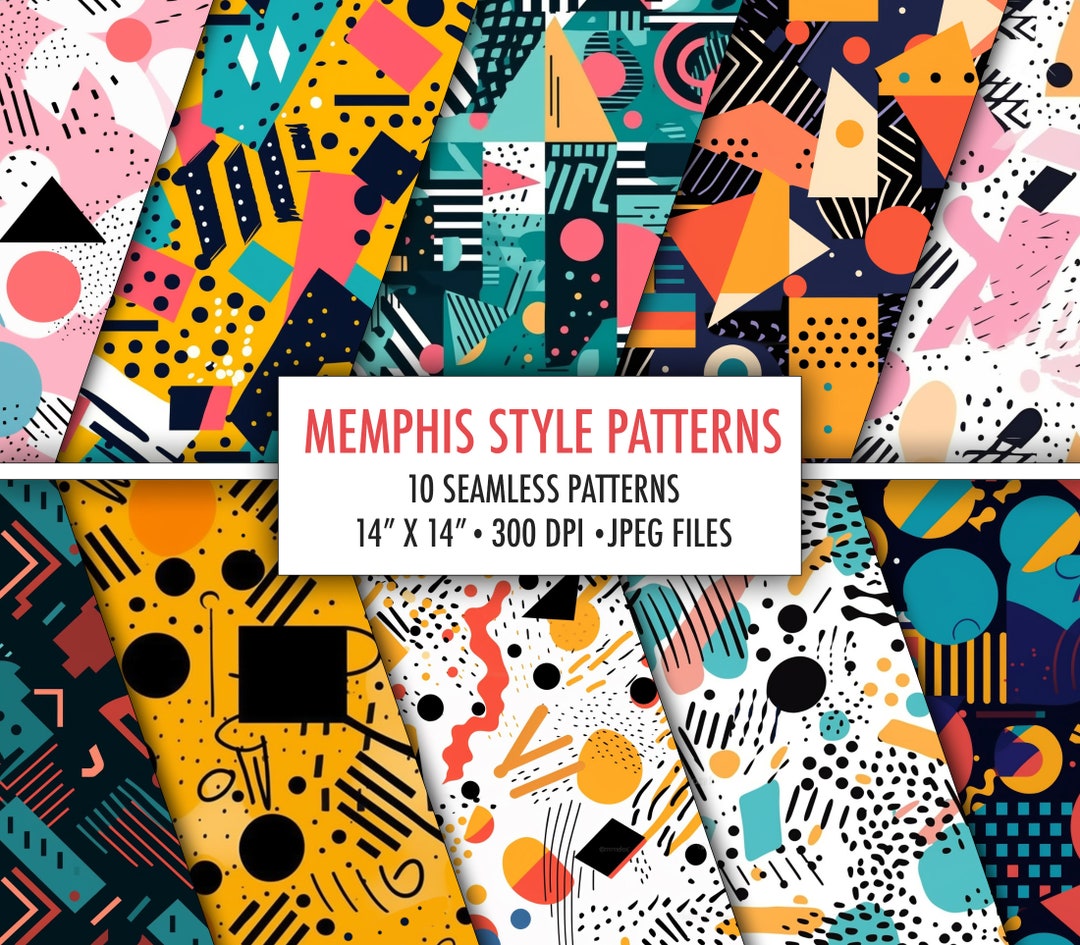Memphis Style Seamless Patterns: 90's Art Deco Designs (digital ...