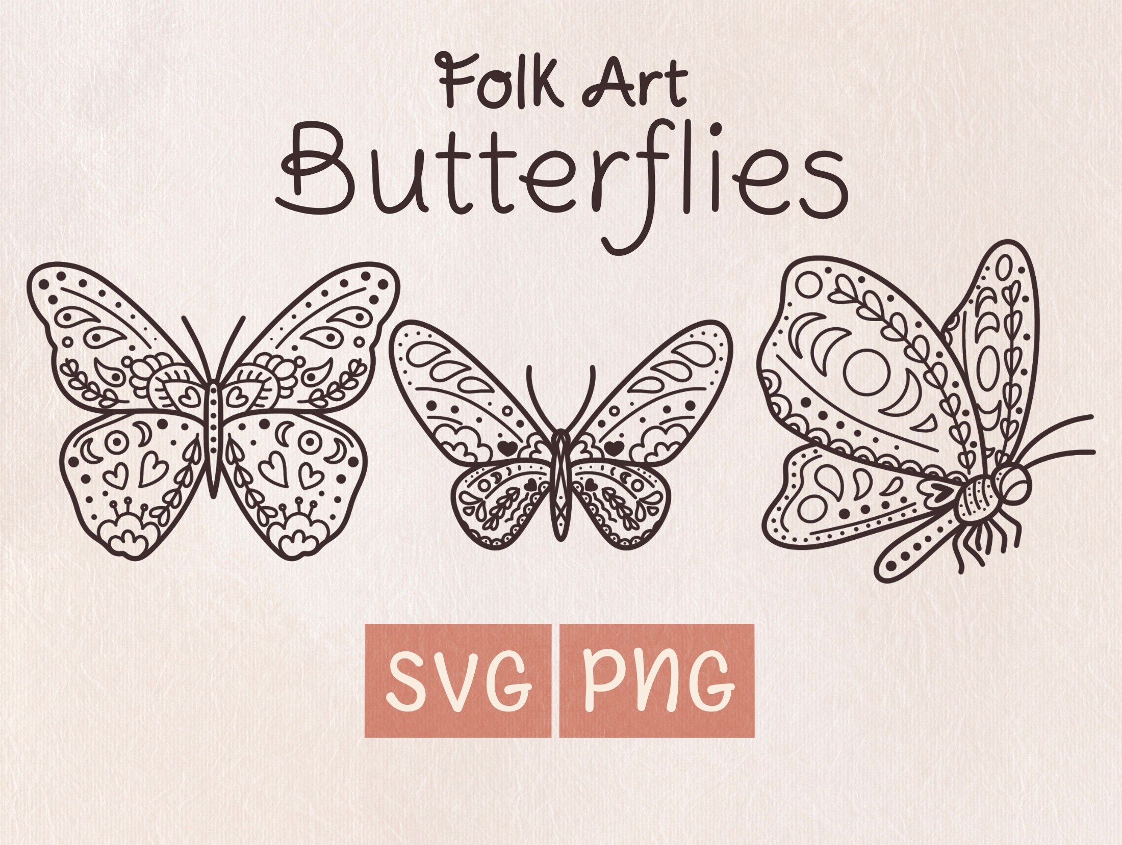 Folk Art Butterflies SVG Set. Boho Butterfly SVG. Cricut Cut - Etsy