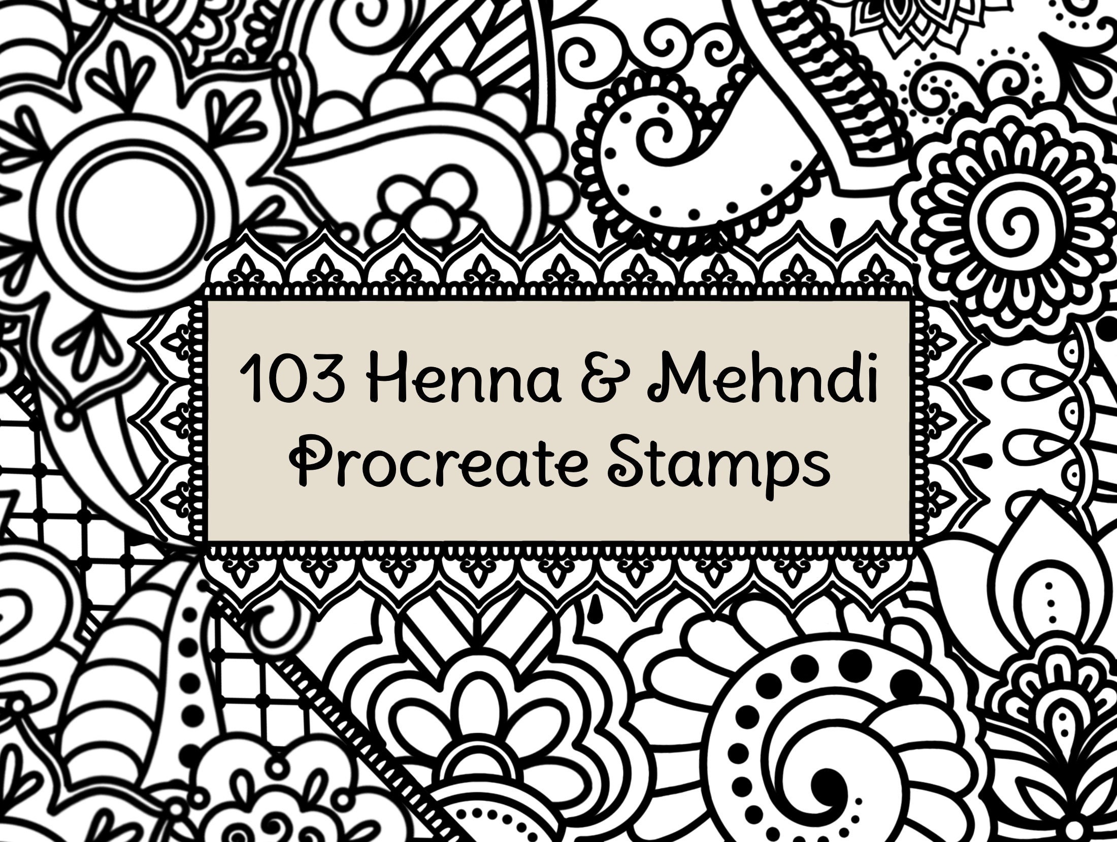 103 Henna & Mehndi Stamps for Procreate Hand Drawn Paisley | Etsy