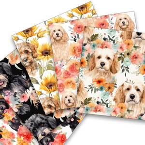 10 Seamless Watercolor Patterns of Cute Cockapoos and Puppies ...