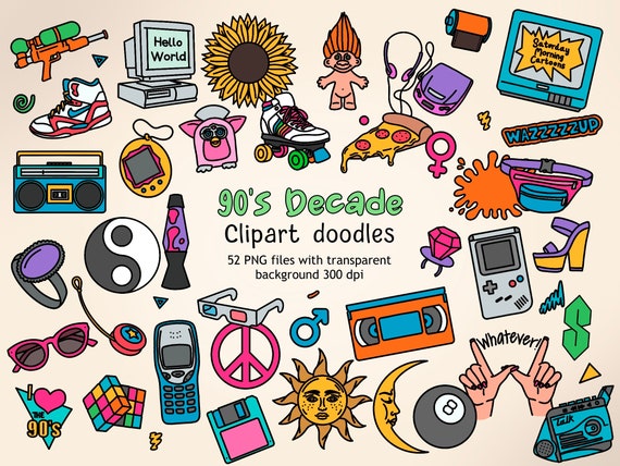 90's Doodle Clipart Nineties Decade PNG Nostalgic - Etsy New Zealand
