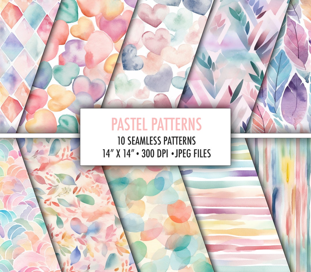 Pastel Watercolor Paper: Rainbow Pattern Digital Backgrounds (digital ...