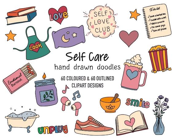 Self Care Doodle Clipart Pamper PNG Take Care of Yourself - Etsy