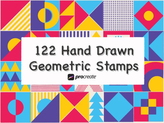 122 Geometric Hand Drawn Procreate Stamps Procreate Geometric | Etsy
