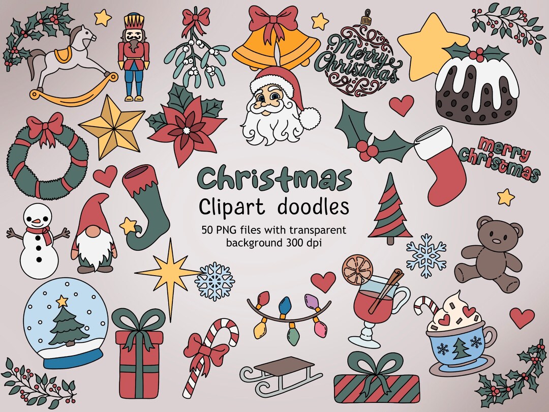 Christmas Doodle Clipart, Christmas PNG, Christmas Planner, Christmas ...