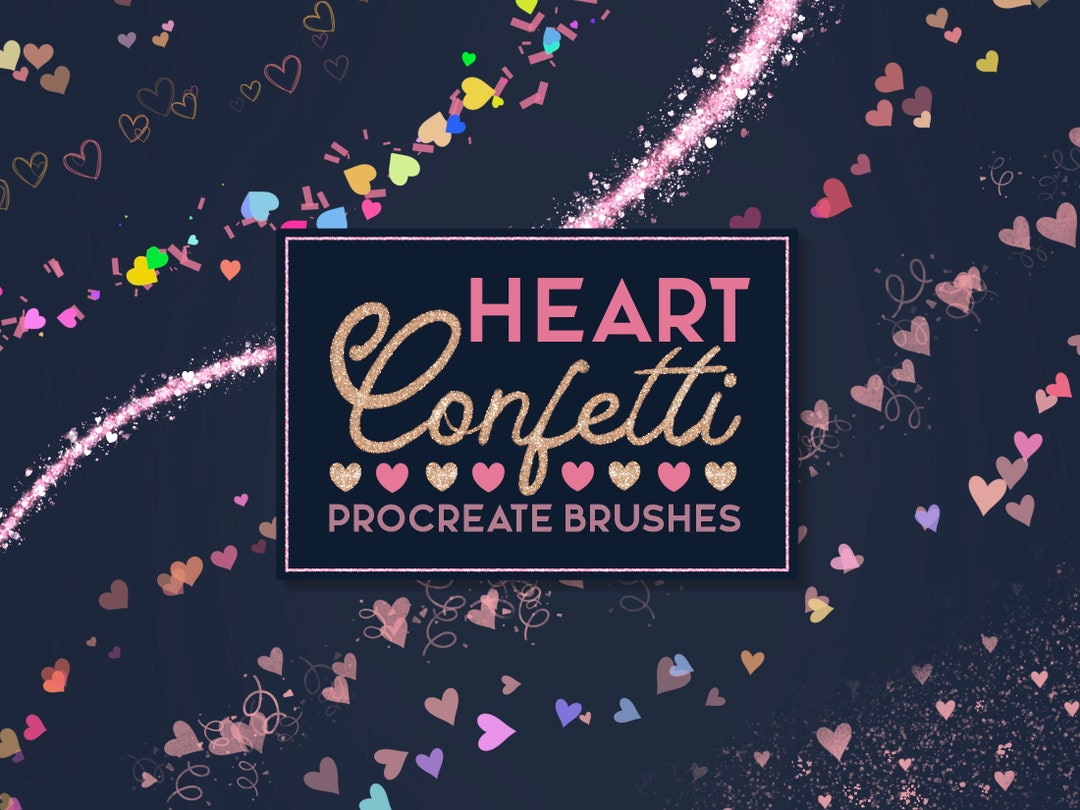 Procreate Heart Confetti Brushes Collection, Over 50 Valentine Confetti Procreate Brushes, Love ...