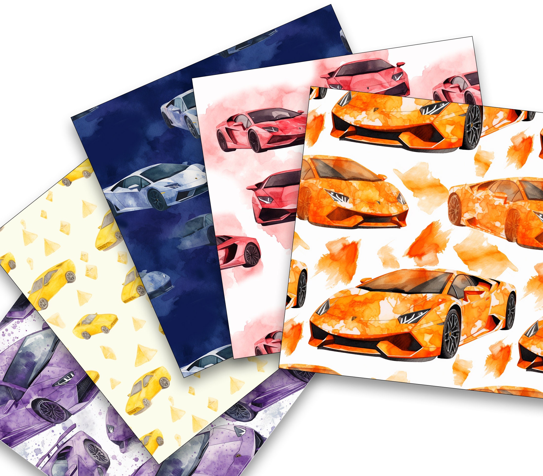 Watercolor Lamborghini Patterns: Supercar Digital Paper (set of 10) - Etsy
