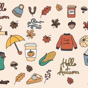 Autumn Doodle Clipart, Autumn PNG, Autumn Planner, Autumn Stickers ...