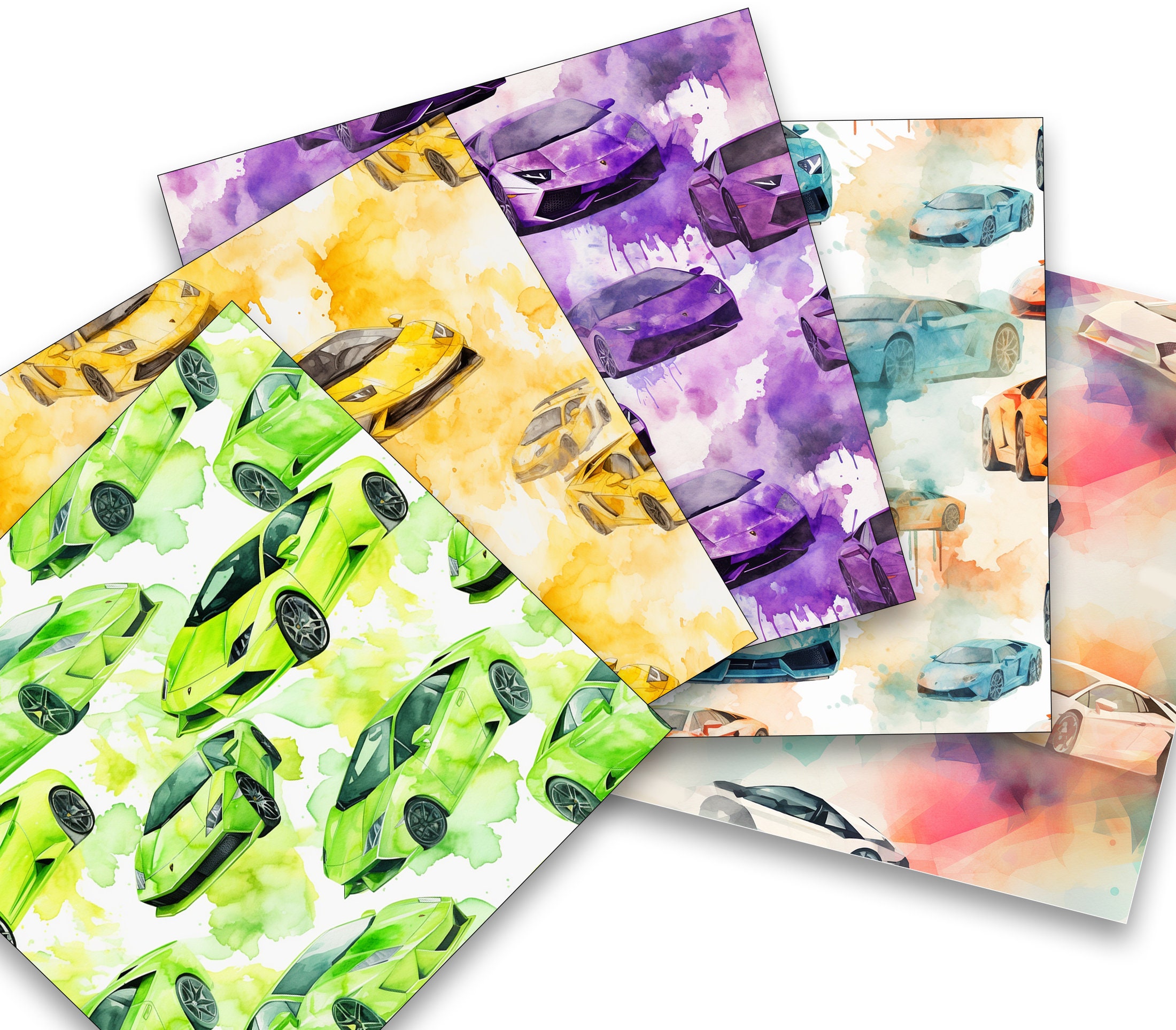 Watercolor Lamborghini Patterns: Supercar Digital Paper (set of 10) - Etsy