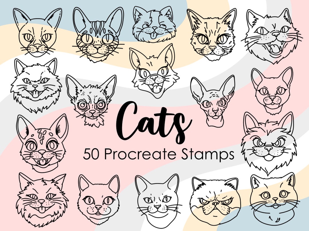Procreate Stamp Cats Procreate Brushset Cat Cat Procreate - Etsy