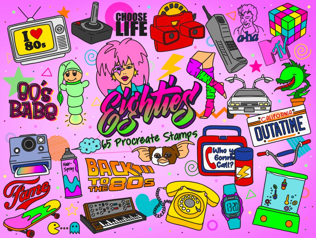 80's Doodle Stamps for Procreate, 65 Eighties Brushes for Procreate - Etsy