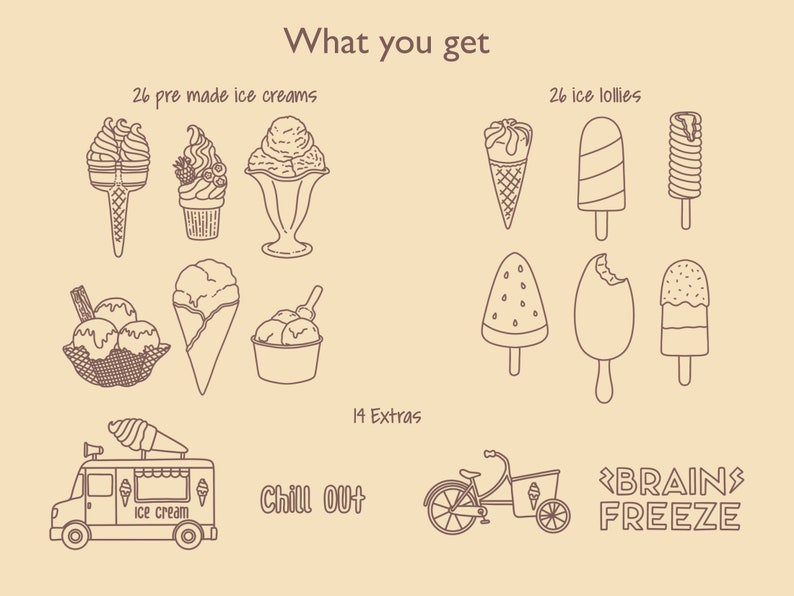 Ice Cream Procreate Stamps: 150+ Brush Set (digital Download) - Etsy