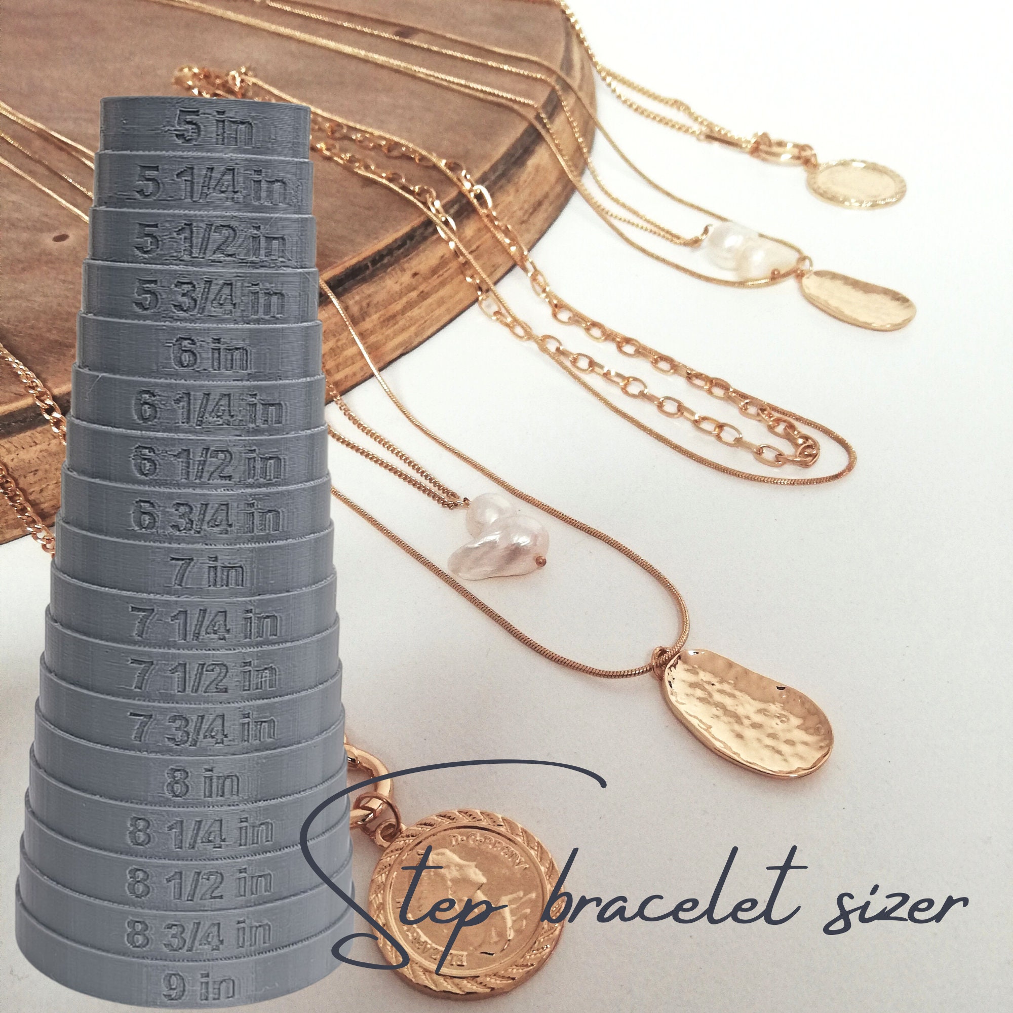 Step Bracelet Sizer Inches and Centimeters. Bracelet Display. Jewelry Display. Bracelet Mandrel ...