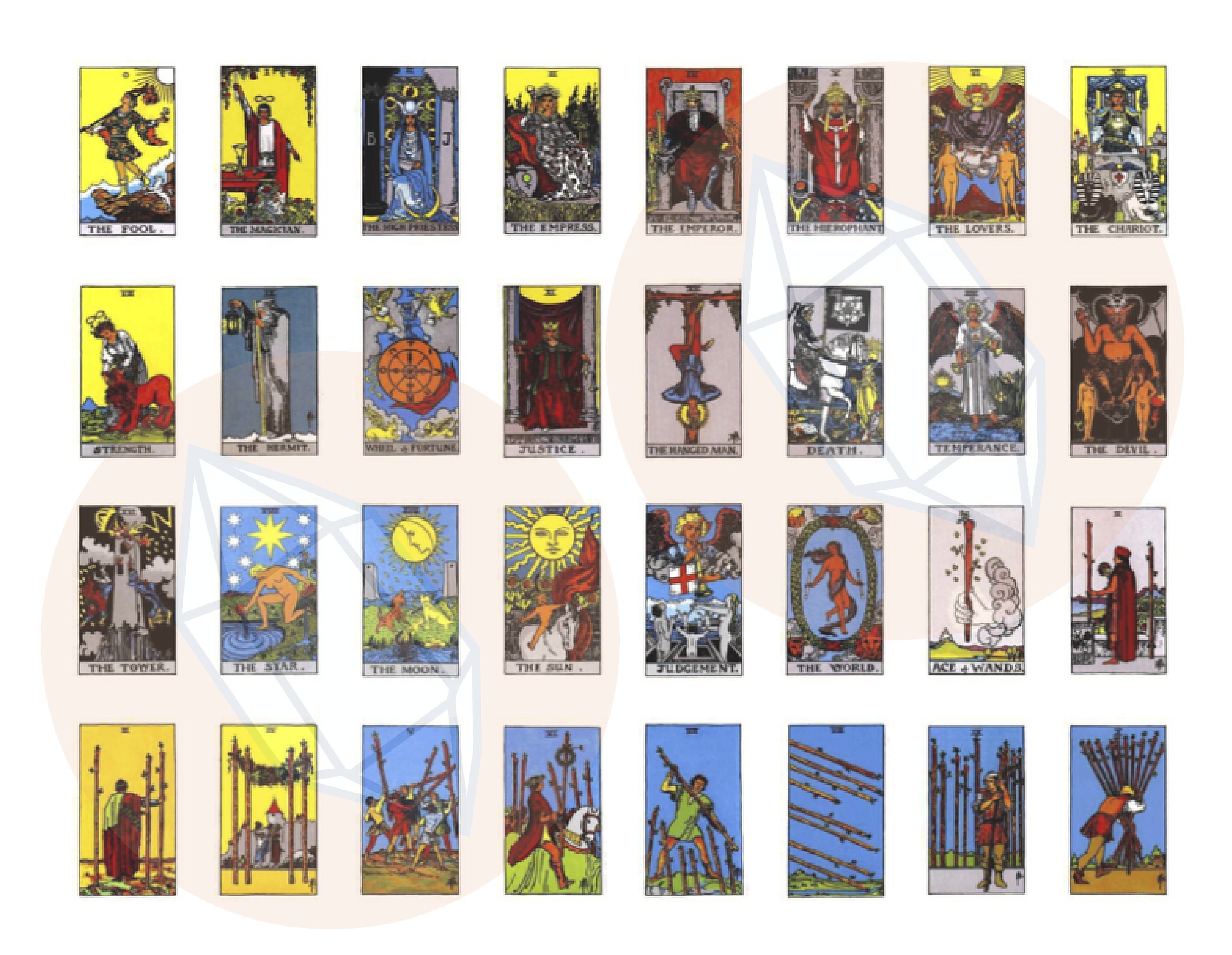Print at Home Tarot Card Stickers | 96 Tarot Stickers | 1-1/4" X 1-3/4 ...