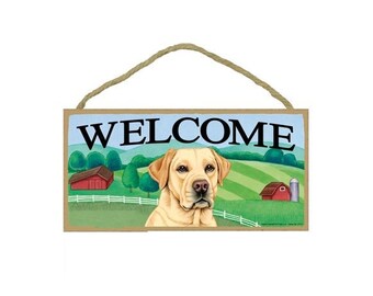 Yellow Labrador Welcome Sign - Etsy