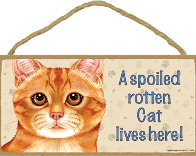 A Spoiled Rotten Cat Lives Here Orange Tabby Wood Hanging - Etsy