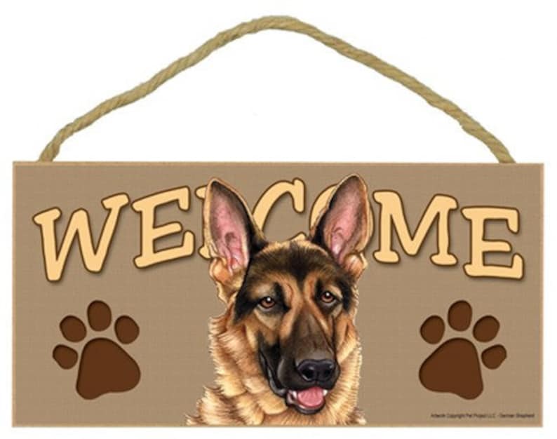 German Shepherd Welcome Hanging Dog Sign Cute With Paw Prints - Etsy