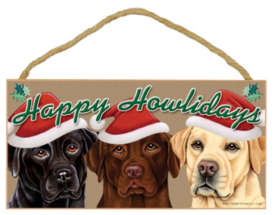 Happy Howlidays Labrador Trio Weihnachten Urlaub Hängend Holz ...