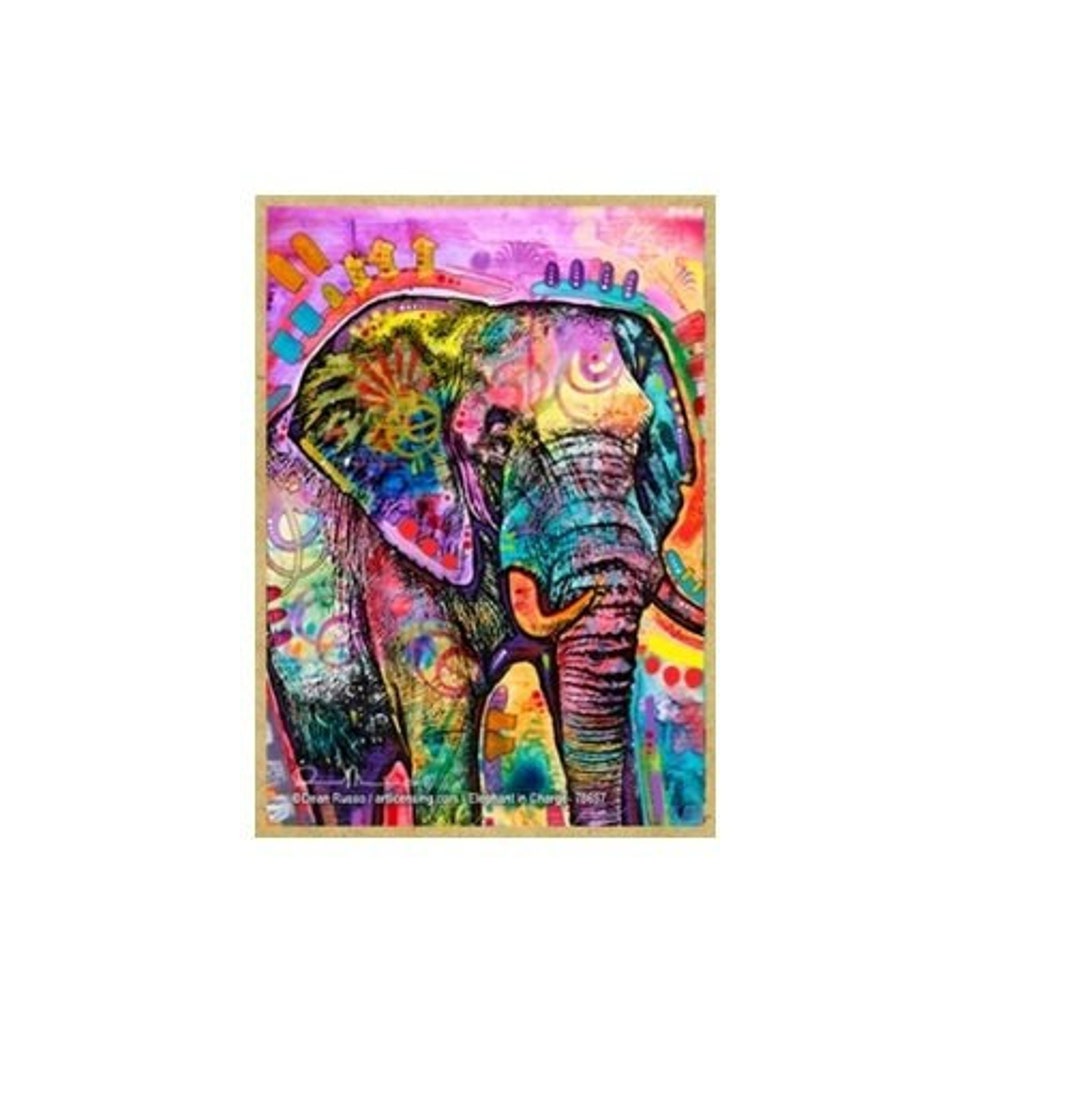 Elephant Nature Colorful Vibrant Wood Pop Art Magnet Fridge Kitchen ...