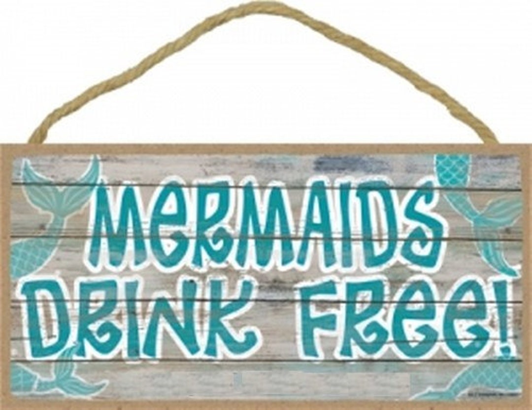Mermaids Drink for Free Cute Rustic Look Bar Beach Ocean Bathroom Made ...