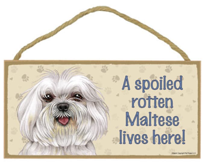 A Spoiled Rotten Maltese Lives Here Made in USA Cute Wood - Etsy