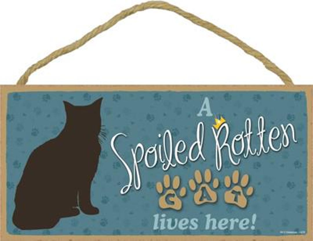 A Spoiled Rotten Cat Lives Here! Cute Hanging Wood Hanging Sign With ...