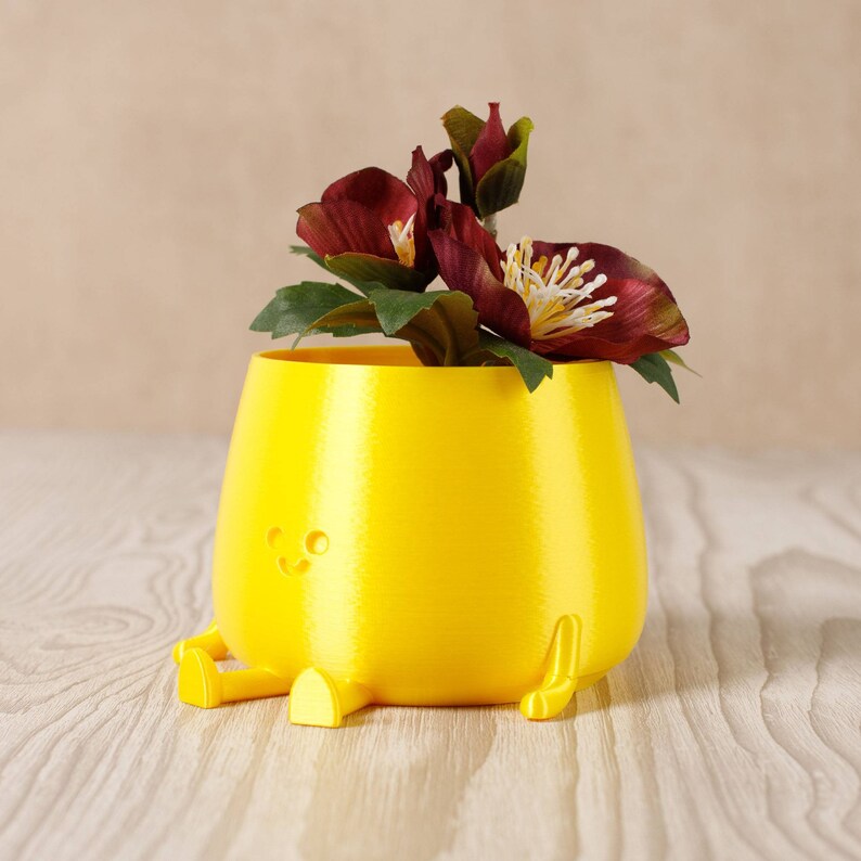 3D Printed Happy Face Planter Eco-friendly Bio-based - Etsy