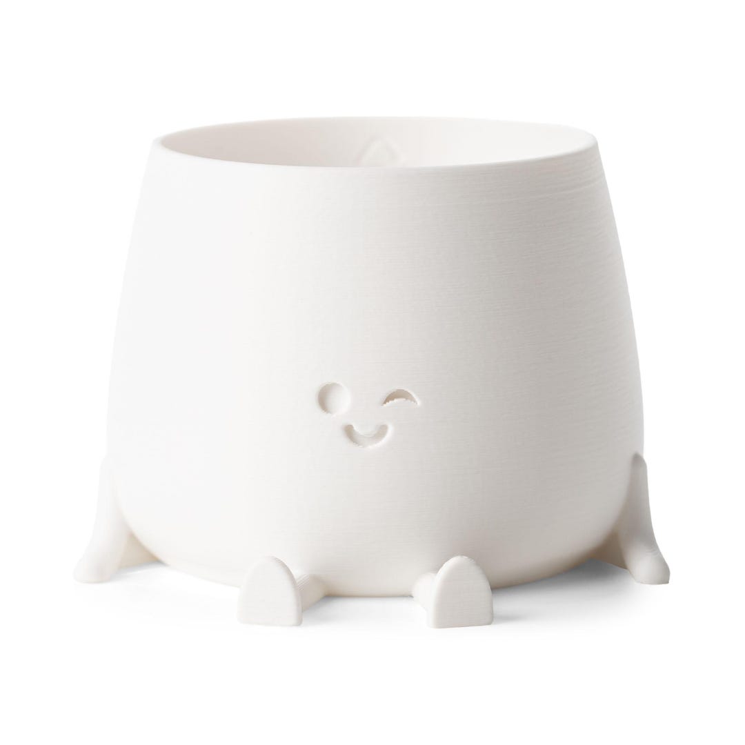 3D Printed Happy Face Planter, Eco-friendly Bio-based Material, Cute ...