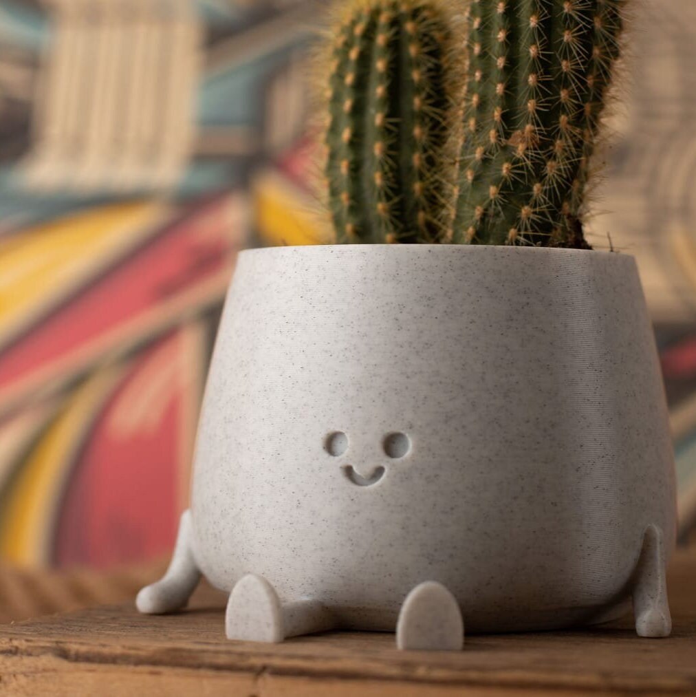 3D Printed Happy Face Planter Eco-friendly Bio-based | Etsy