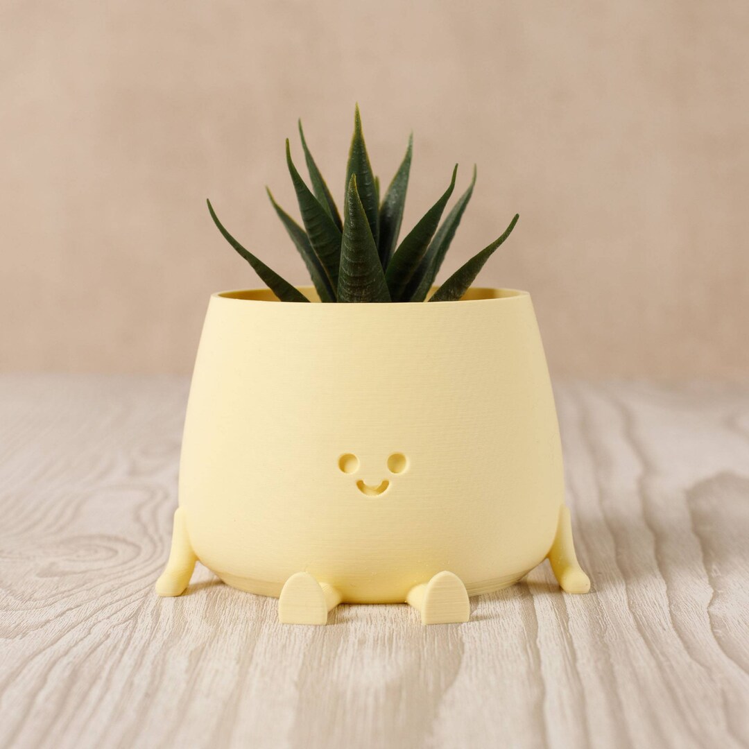 3D Printed Happy Face Planter, Eco-friendly Bio-based Material, Cute ...