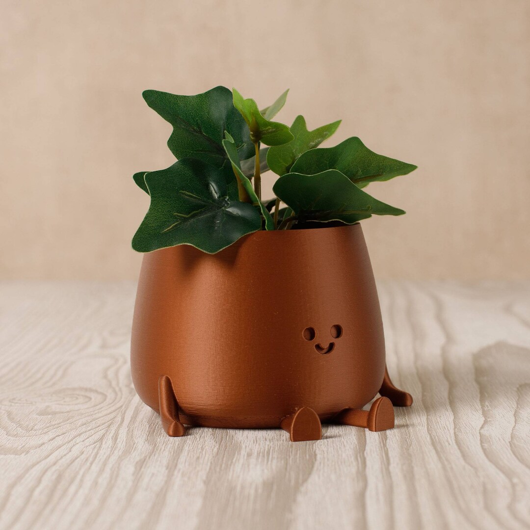 3D Printed Happy Face Planter, Eco-friendly Bio-based Material, Cute ...