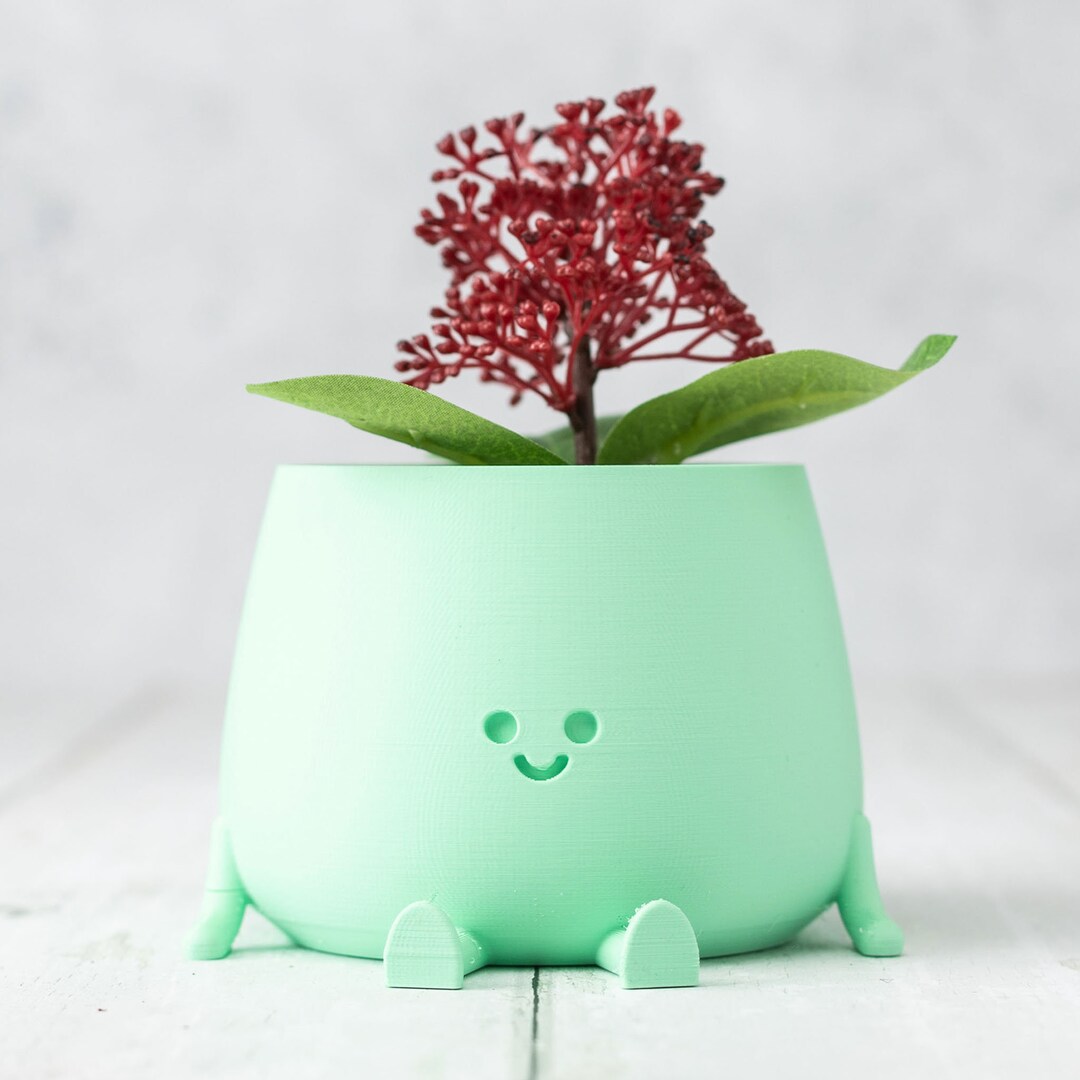 3D Printed Happy Face Planter, Eco-friendly Bio-based Material, Cute ...