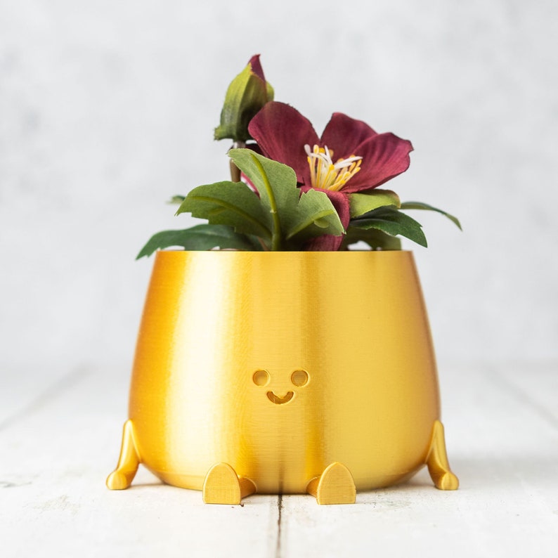 3D Printed Happy Face Planter Eco-friendly Bio-based - Etsy