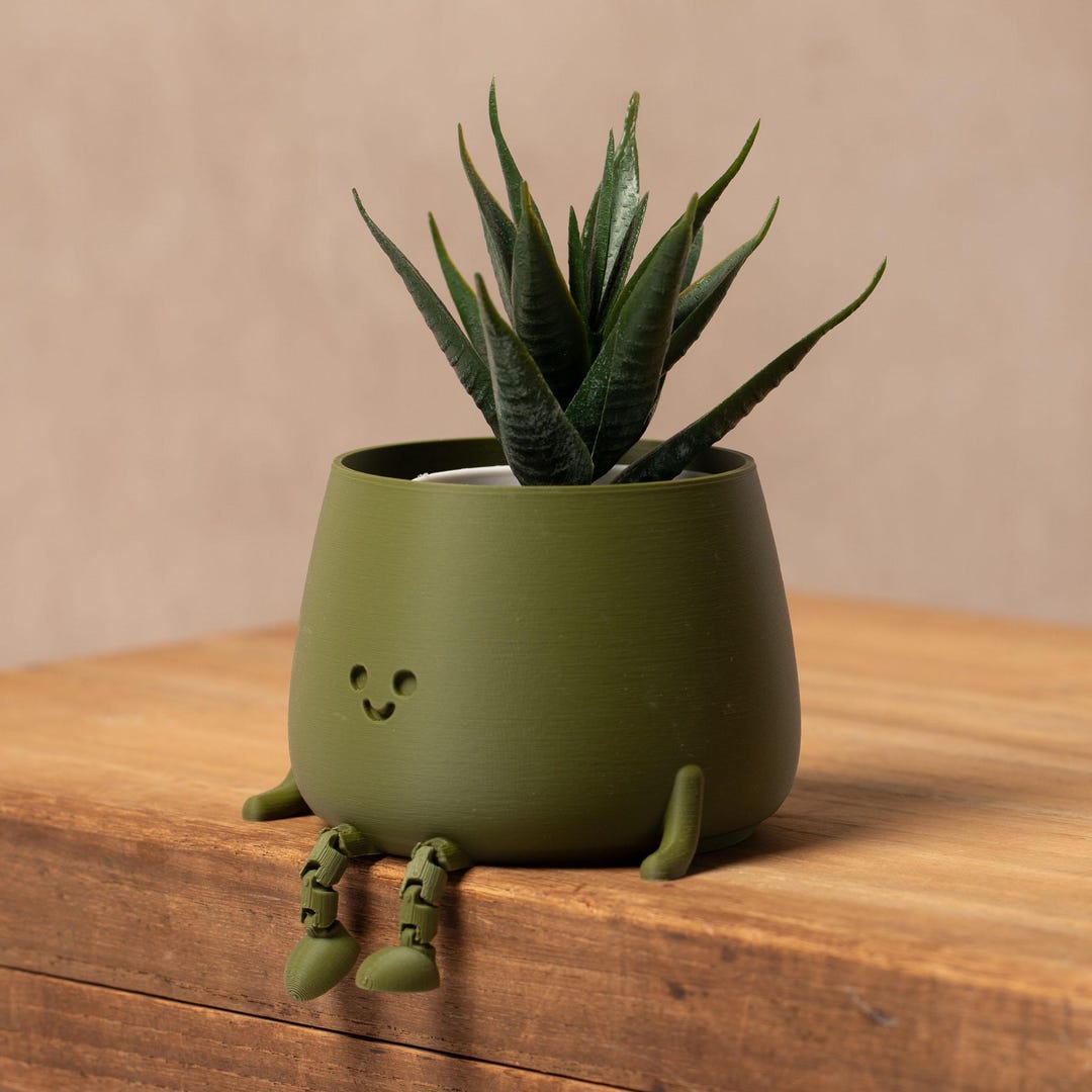 3D Printed Happy Face Planter Flexi Legs, Eco-friendly Bio-based ...